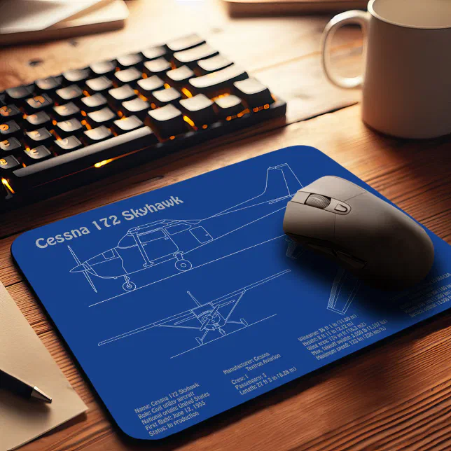Cessna 172 Skyhawk - Airplane Blueprint Plans AD Mouse Pad | Zazzle