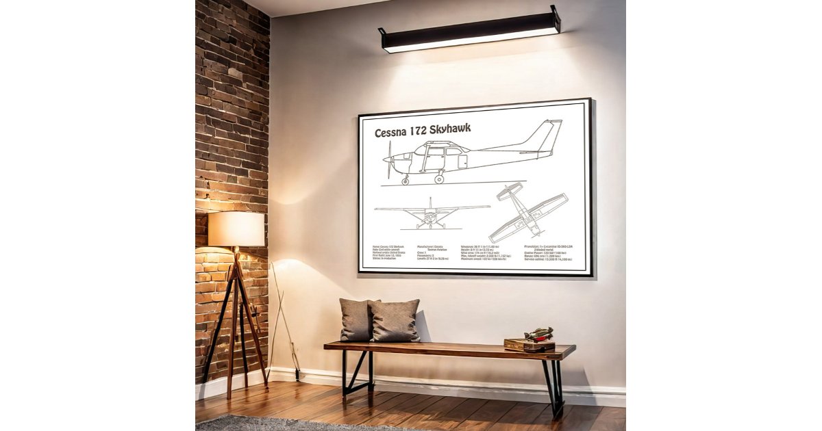 Cessna 172 Skyhawk - Airplane Blueprint Plans BD Poster | Zazzle