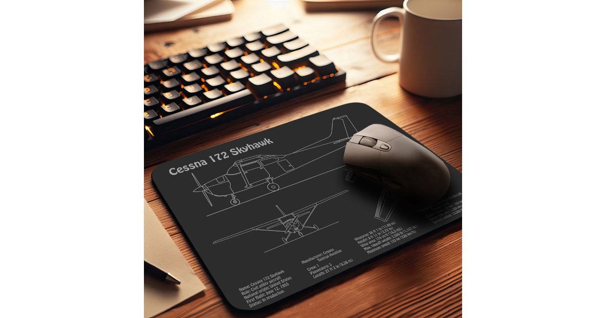 Cessna 172 Skyhawk - Airplane Blueprint Plans PD Mouse Pad | Zazzle