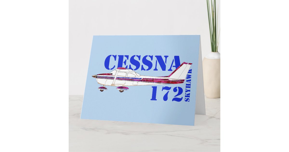Cessna 172 Skyhawk Illustration Bold Text Design Thank You Card | Zazzle