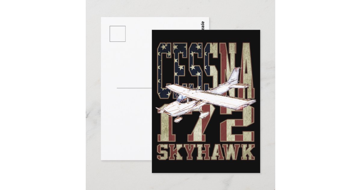 Cessna 172 Skyhawk with Vintage United States Flag Postcard | Zazzle