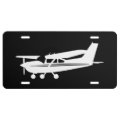 Cessna Airplane Pilot Aviation Black and White Car License Plate | Zazzle