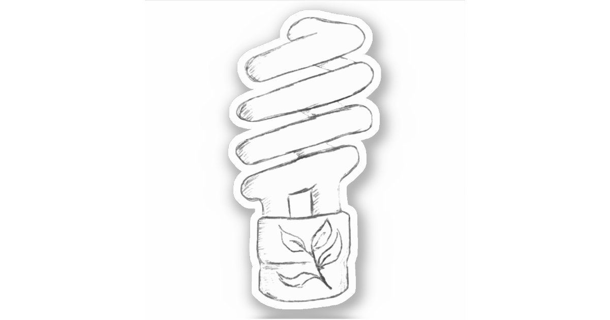 CFL Light Bulb Sketch Sticker | Zazzle