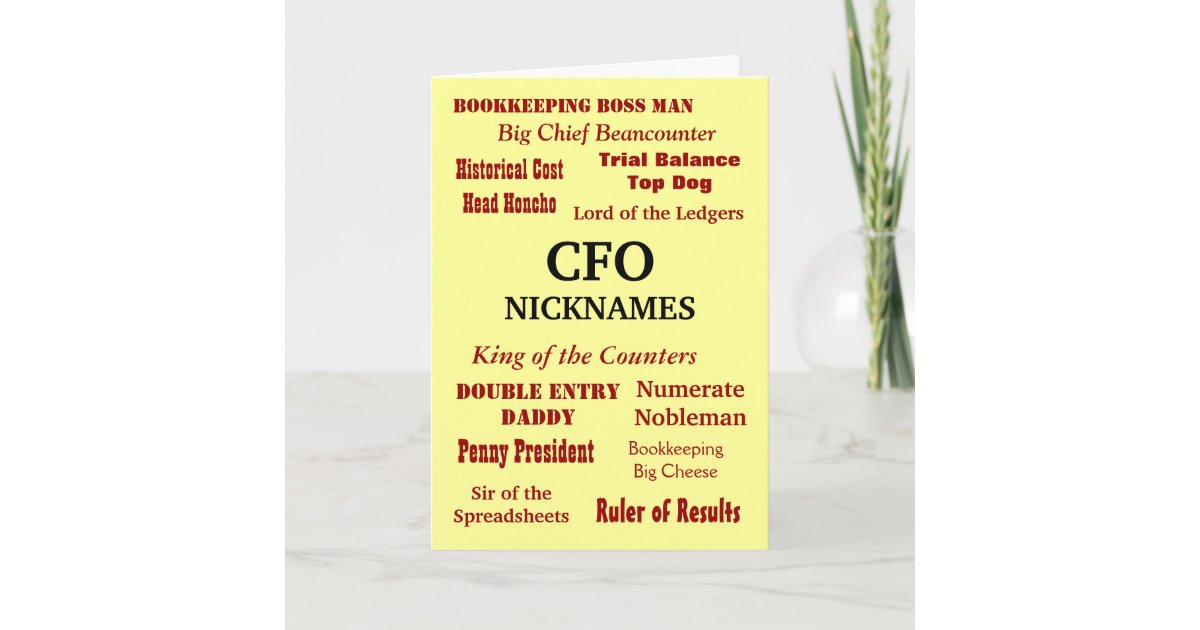 CFO Birthday | Cruel Joke Nicknames and Titles Card | Zazzle.com