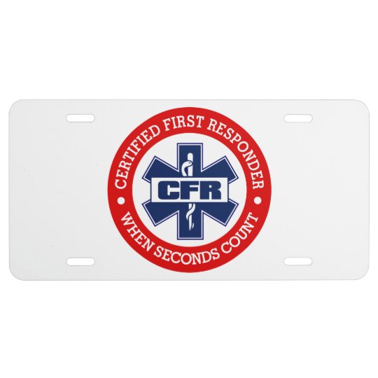 CFR (Certified First Responder) License Plate | Zazzle.com