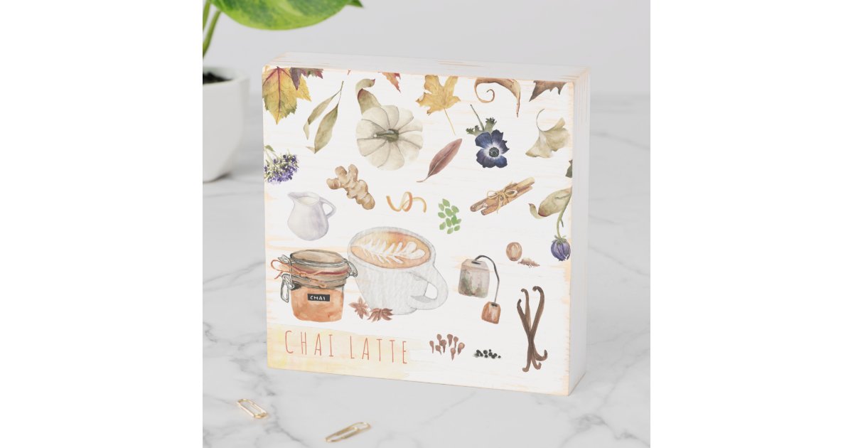 Chai Latte | Thanksgiving Friendsgiving Wooden Box Sign | Zazzle