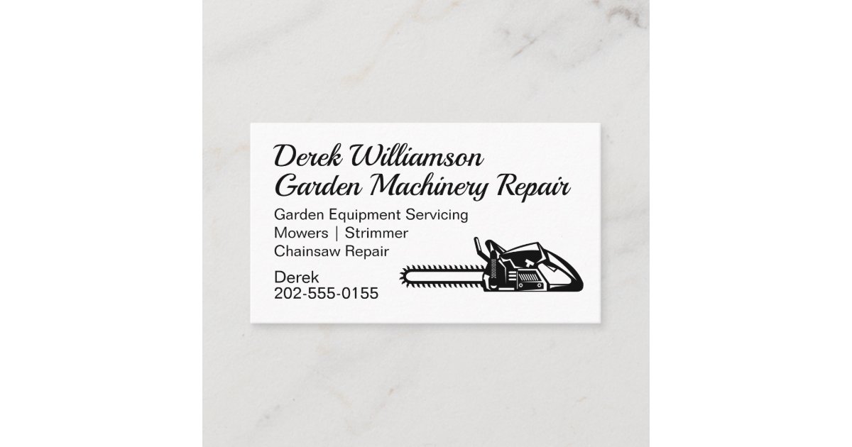 Chainsaw Garden Machinery Repair Business Card | Zazzle