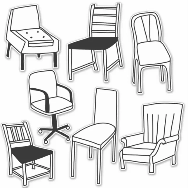 Chair Drawings Sticker | Zazzle