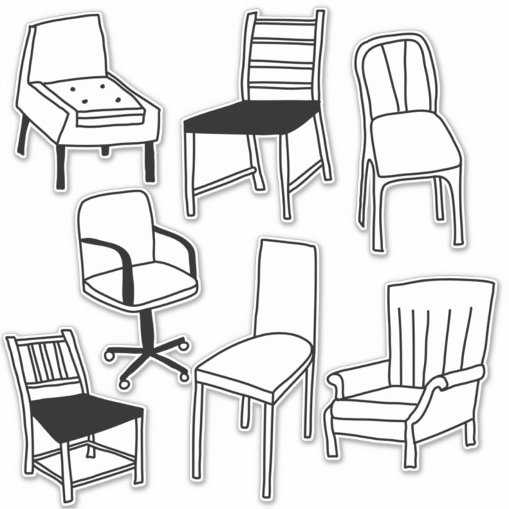Chair Drawings Sticker | Zazzle