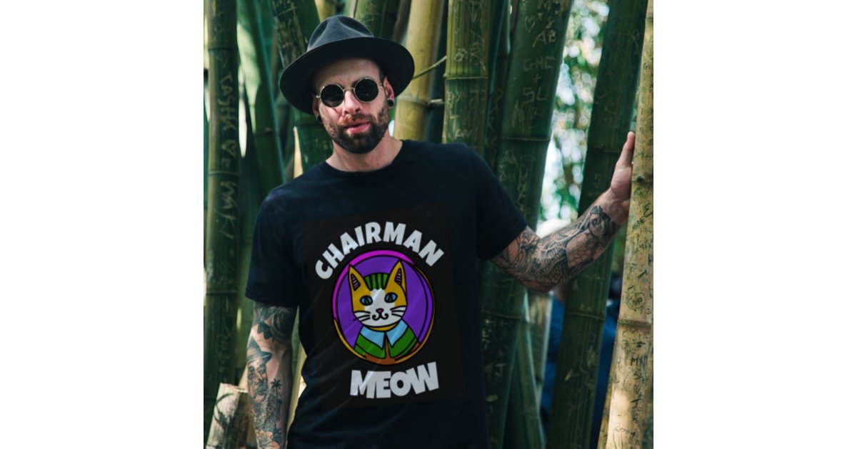 CHAIRMAN MEOW Cat T-shirts in black for MEN guys | Zazzle
