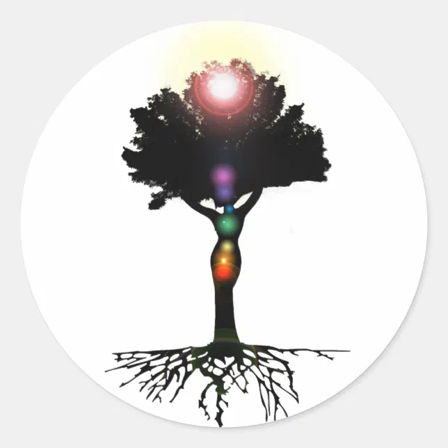 Chakra Tree Classic Round Sticker | Zazzle