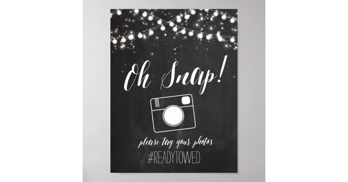 Chalk and Glitter Lights Wedding Hash Tag Sign | Zazzle