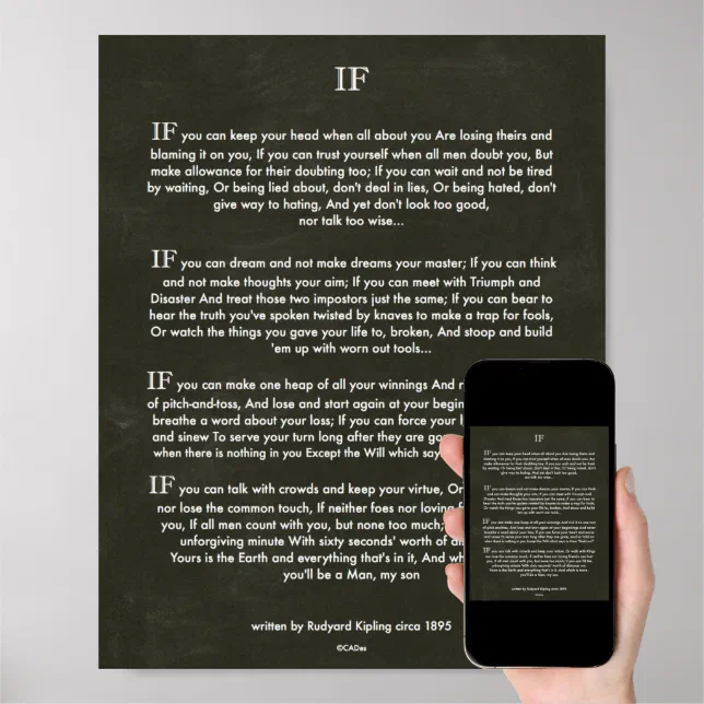Chalk Art IF Quote by Rudyard Kipling 1895 Poster | Zazzle