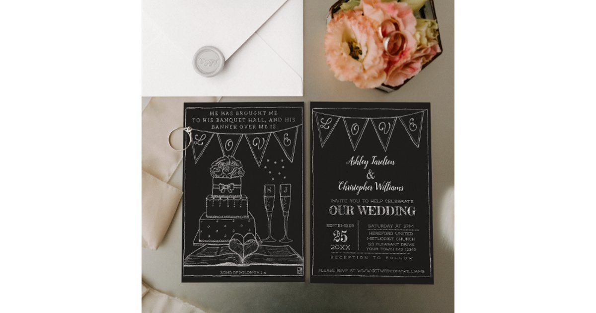 Chalk Banner Wedding Invitation | Zazzle