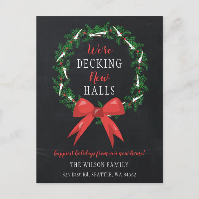 Chalk Decking The New Halls Moving Announcement Postcard | Zazzle