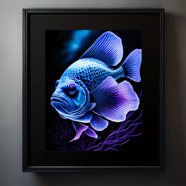 Chalk Drawing of Fish on Black III Poster | Zazzle
