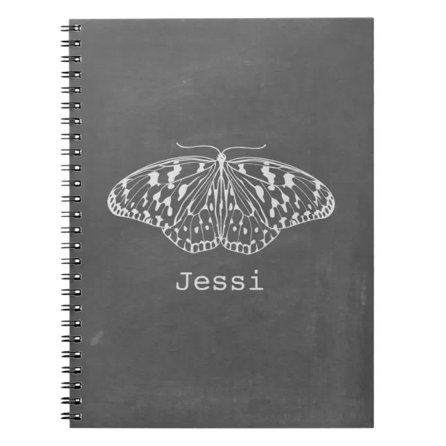 Chalk Inspired White Butterfly Spiral Notebook | Zazzle