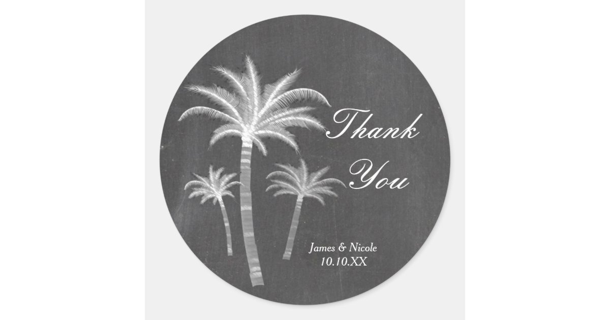 Chalk Palm Trees Destination Travel Favor Sticker | Zazzle