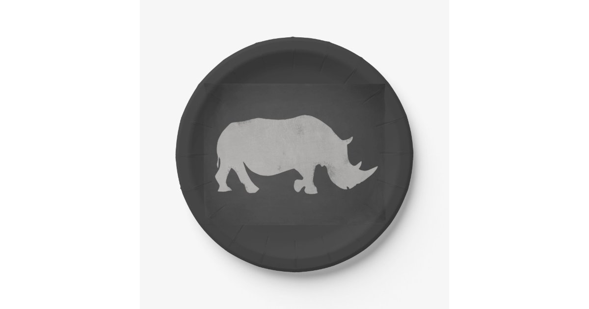 Chalk Rhino Paper Plates | Zazzle