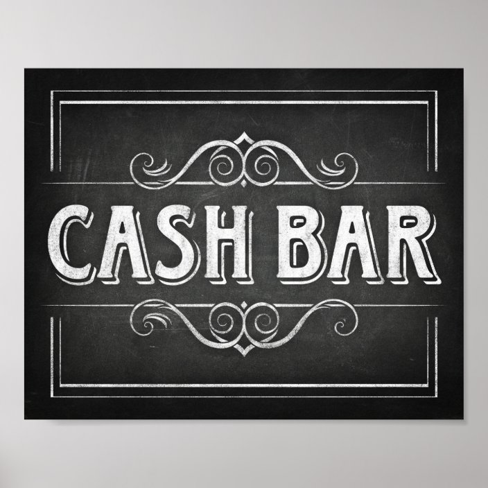 Chalk Style CASH BAR Sign Print | Zazzle.com