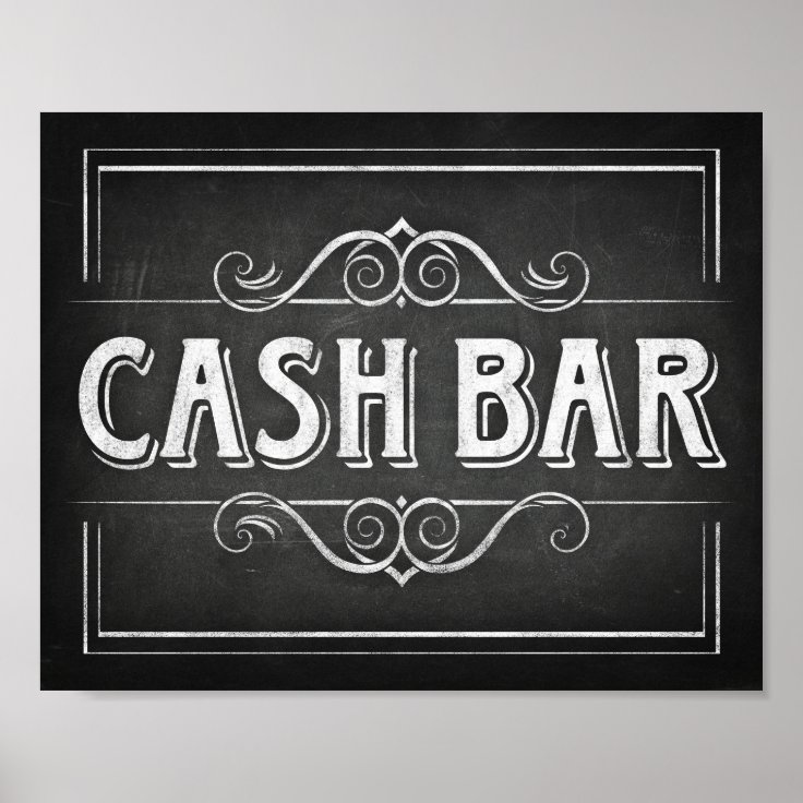 Chalk Style CASH BAR Sign Print | Zazzle