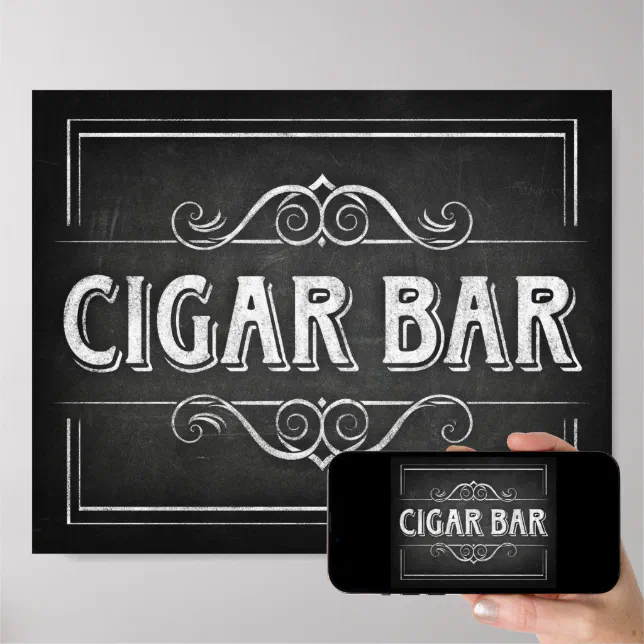 Chalk Style CIGAR BAR Sign Print | Zazzle