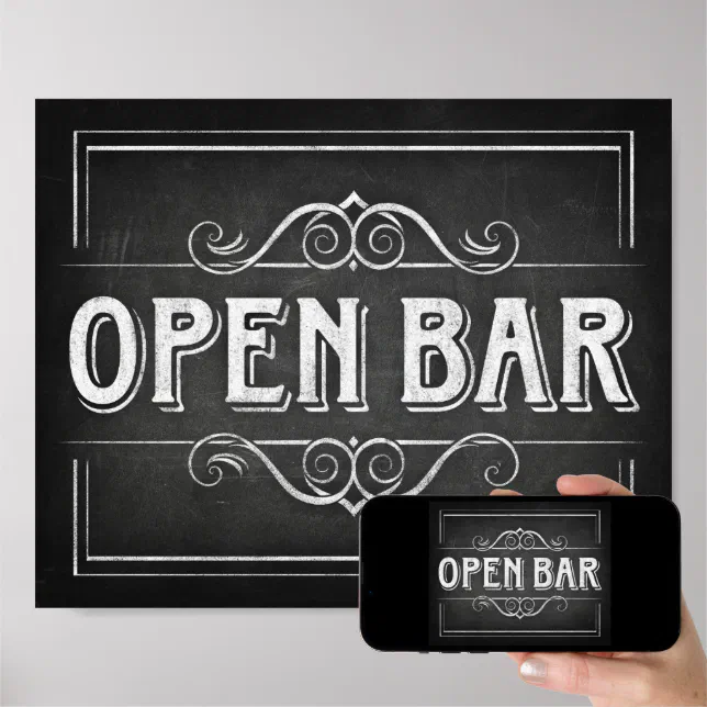 Chalk Style OPEN BAR Sign Print | Zazzle