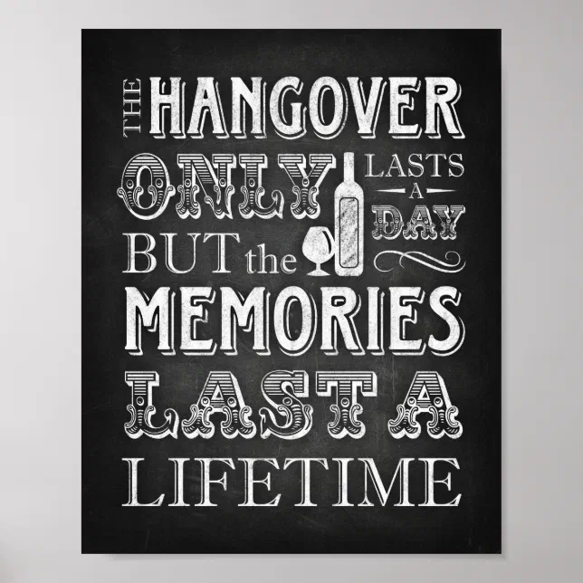 Chalk Style Party Print / HANGOVER Quote Sign | Zazzle