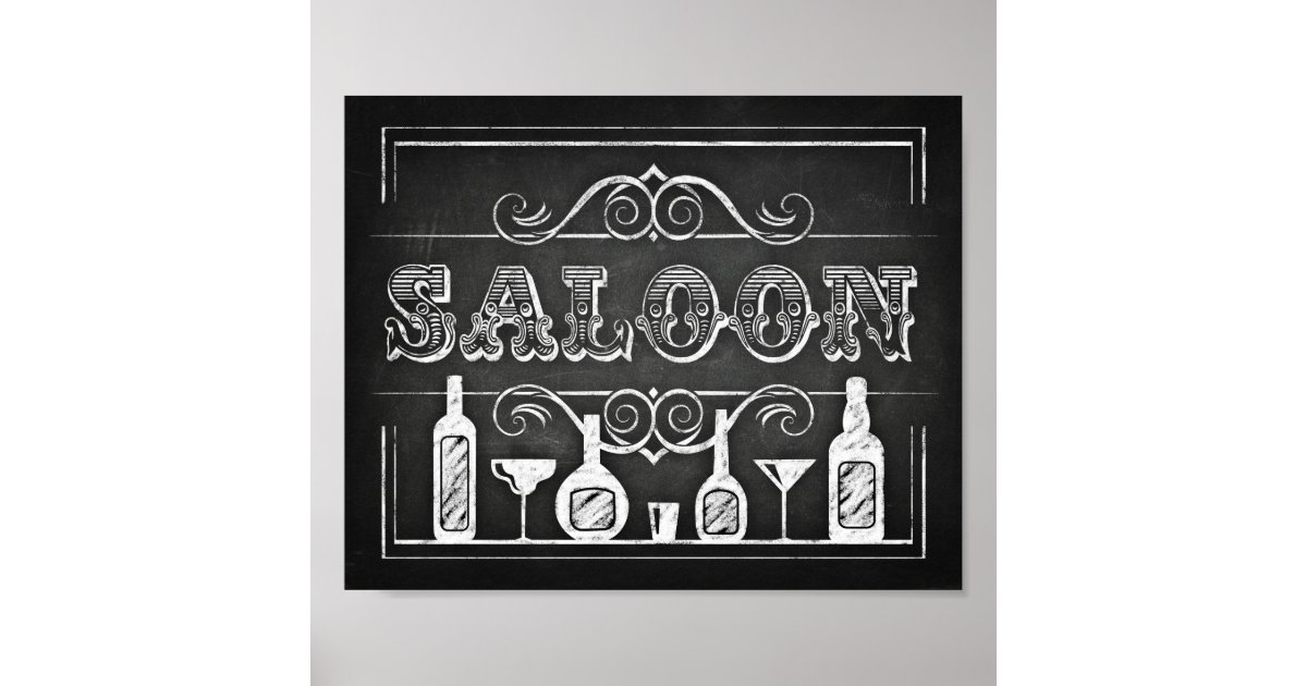 Chalk Style Party Print / SALOON Sign | Zazzle