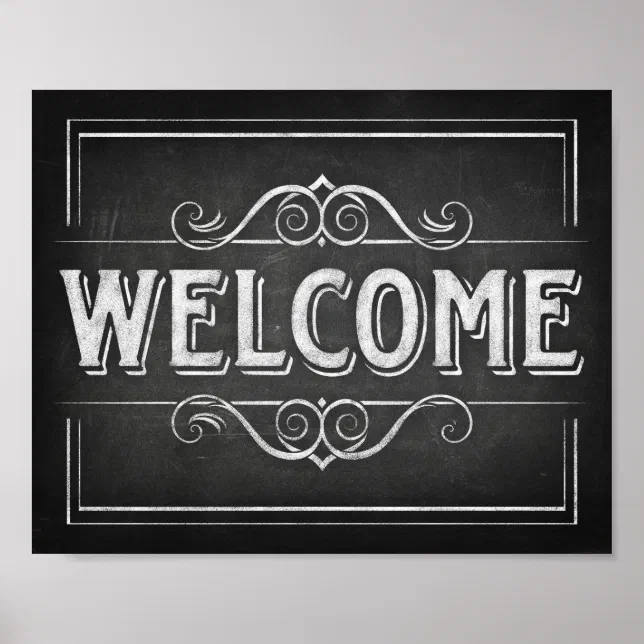 Chalk Style Party Print / WELCOME Sign Poster | Zazzle