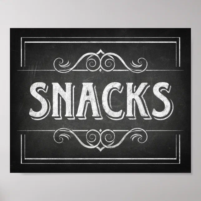 Chalk Style SNACKS Sign Print | Zazzle