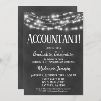 Chalkboard Accountant Graduation Party Invitation | Zazzle