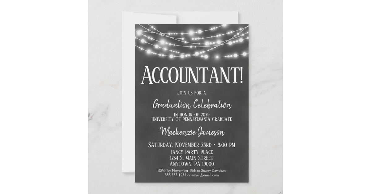 Chalkboard Accountant Graduation Party Invitation | Zazzle