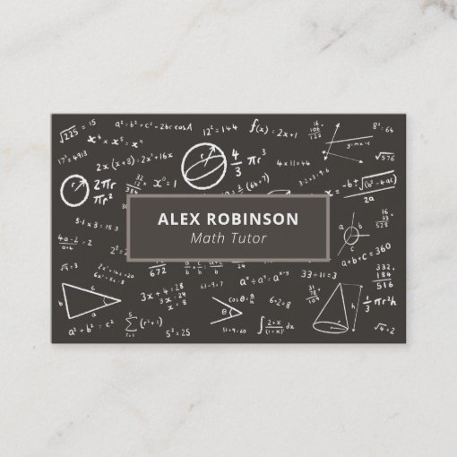 Chalkboard Algebra Math Tutor business card | Zazzle