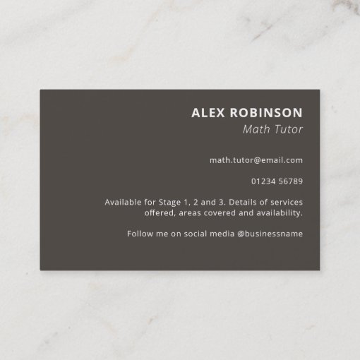 Chalkboard Algebra Math Tutor business card | Zazzle