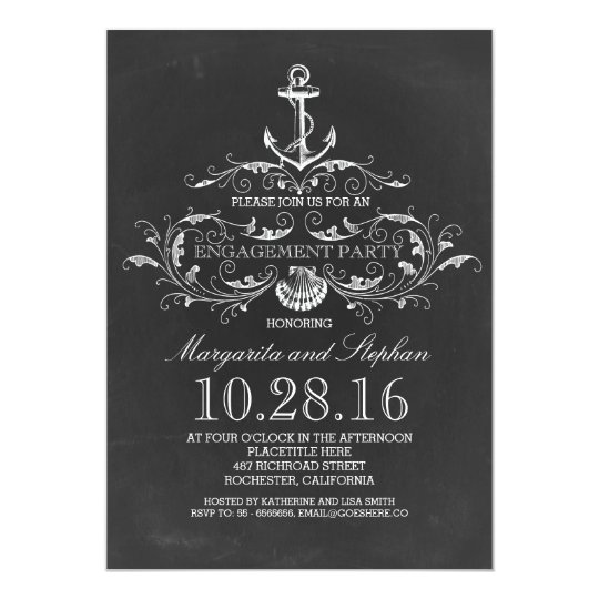 chalkboard anchor nautical engagement party invitation | Zazzle.com