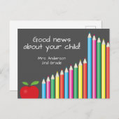 Chalkboard and Pencils| Good News From School Postcard | Zazzle