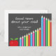 Chalkboard and Pencils| Good News From School Postcard | Zazzle
