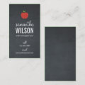 Chalkboard Apple Teacher Business Card | Zazzle