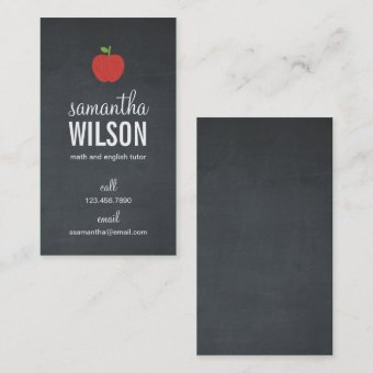 Chalkboard Apple Teacher Business Card | Zazzle