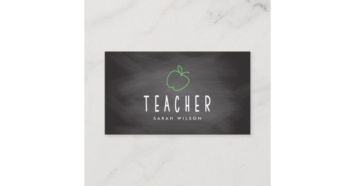 Chalkboard Apple Teacher Tutor Business Card | Zazzle