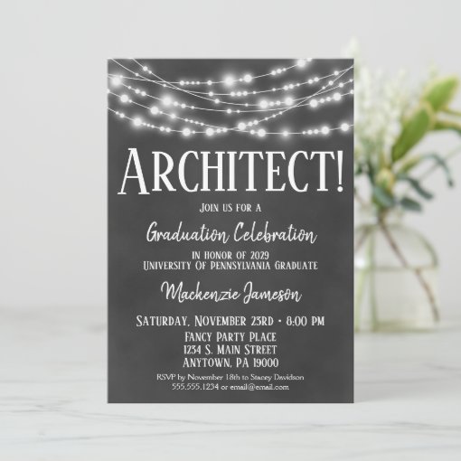 Chalkboard Architect Graduation Party Invitation | Zazzle