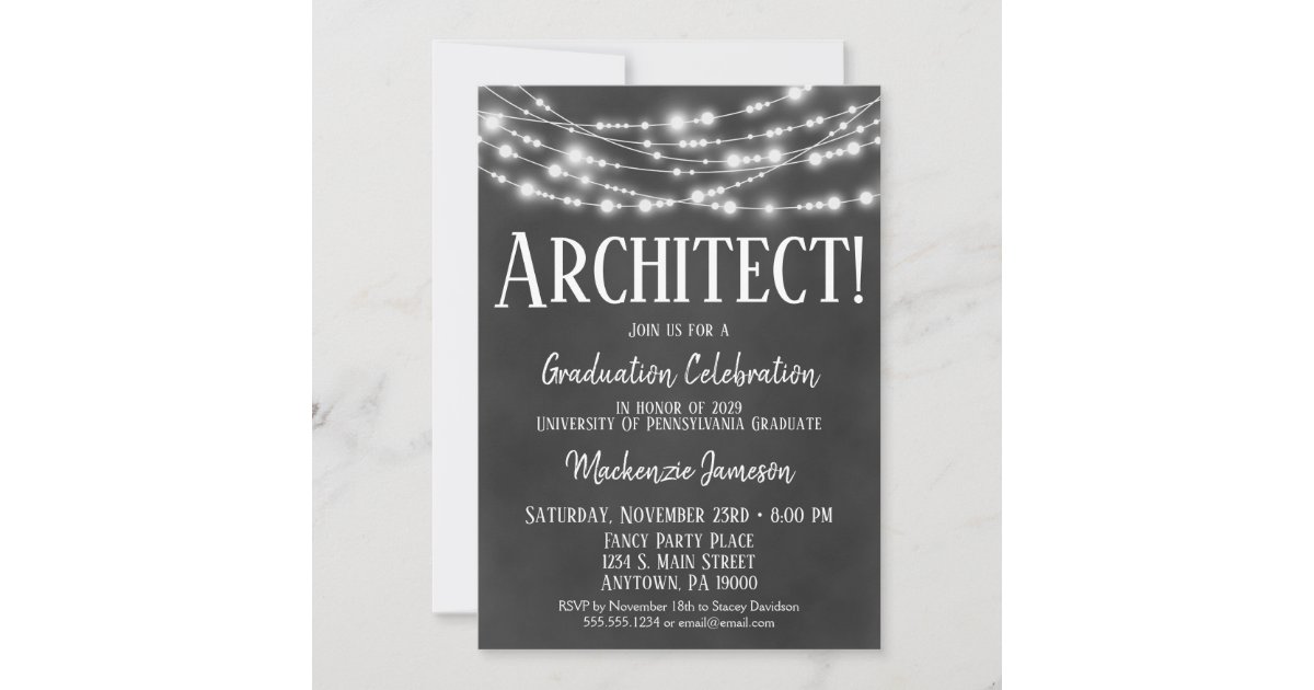Chalkboard Architect Graduation Party Invitation | Zazzle