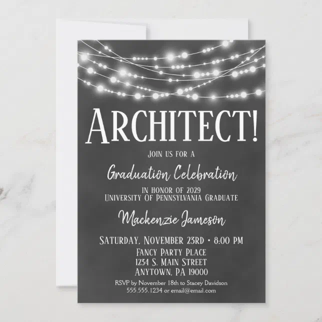 Chalkboard Architect Graduation Party Invitation | Zazzle