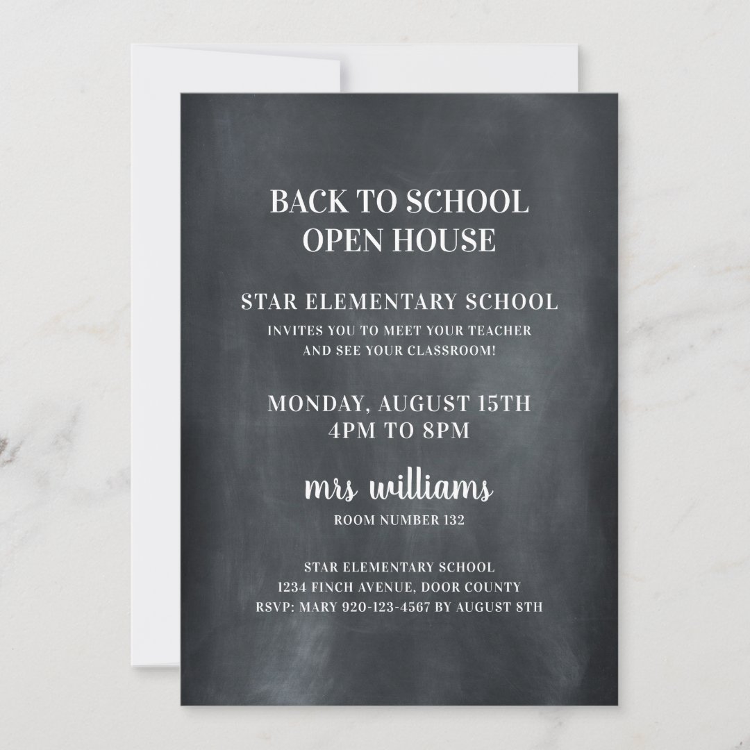 Chalkboard Back to School Open House Invitation | Zazzle