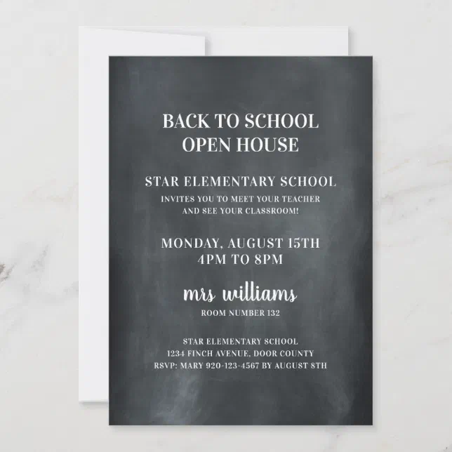 Chalkboard Back to School Open House Invitation | Zazzle