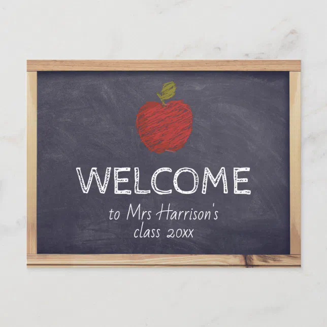 Chalkboard Back to School Welcome Class Teacher Postcard | Zazzle