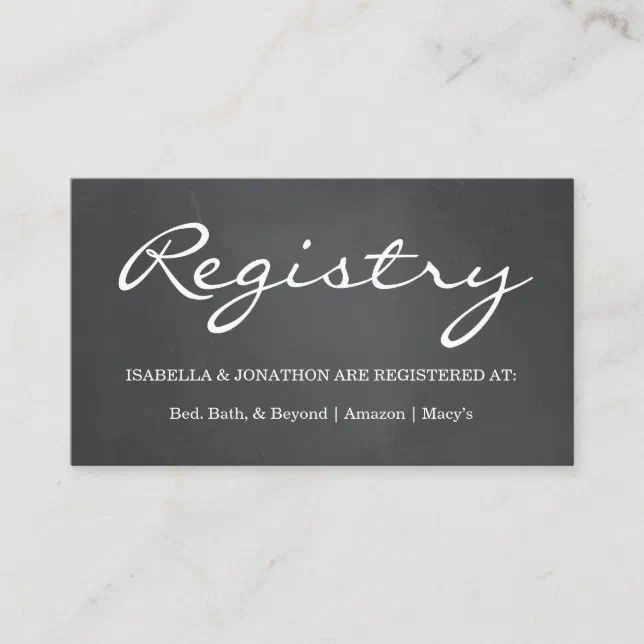Chalkboard Background Gift Registry Enclosure Card | Zazzle