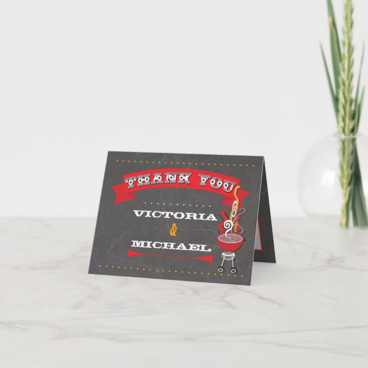 Chalkboard Barbecue Thank you note card | Zazzle