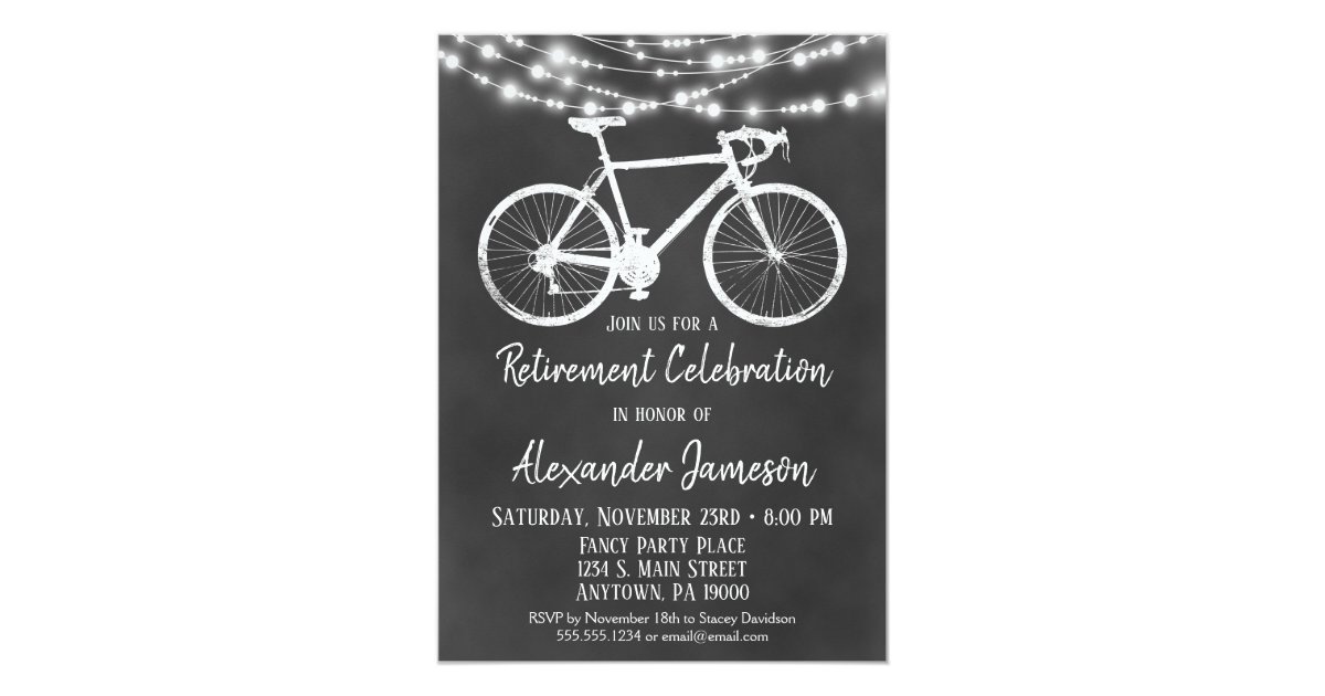 Chalkboard Bicycle Retirement Invitation | Zazzle.com